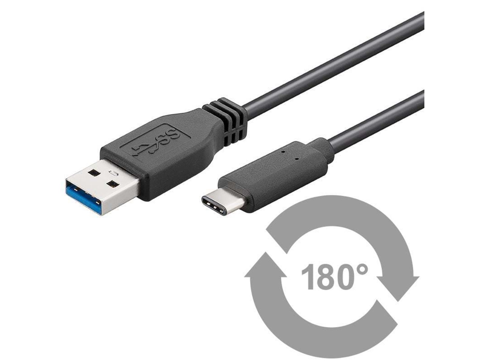 Pro USB-A USB-C - 1m - USB 3.0 - Svart | Billig