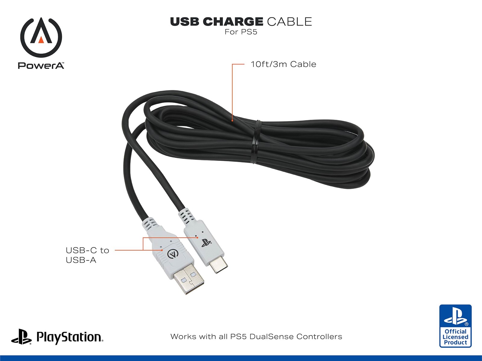 PowerA USB-C-kabel för PlayStation 5 | I lager | Billig