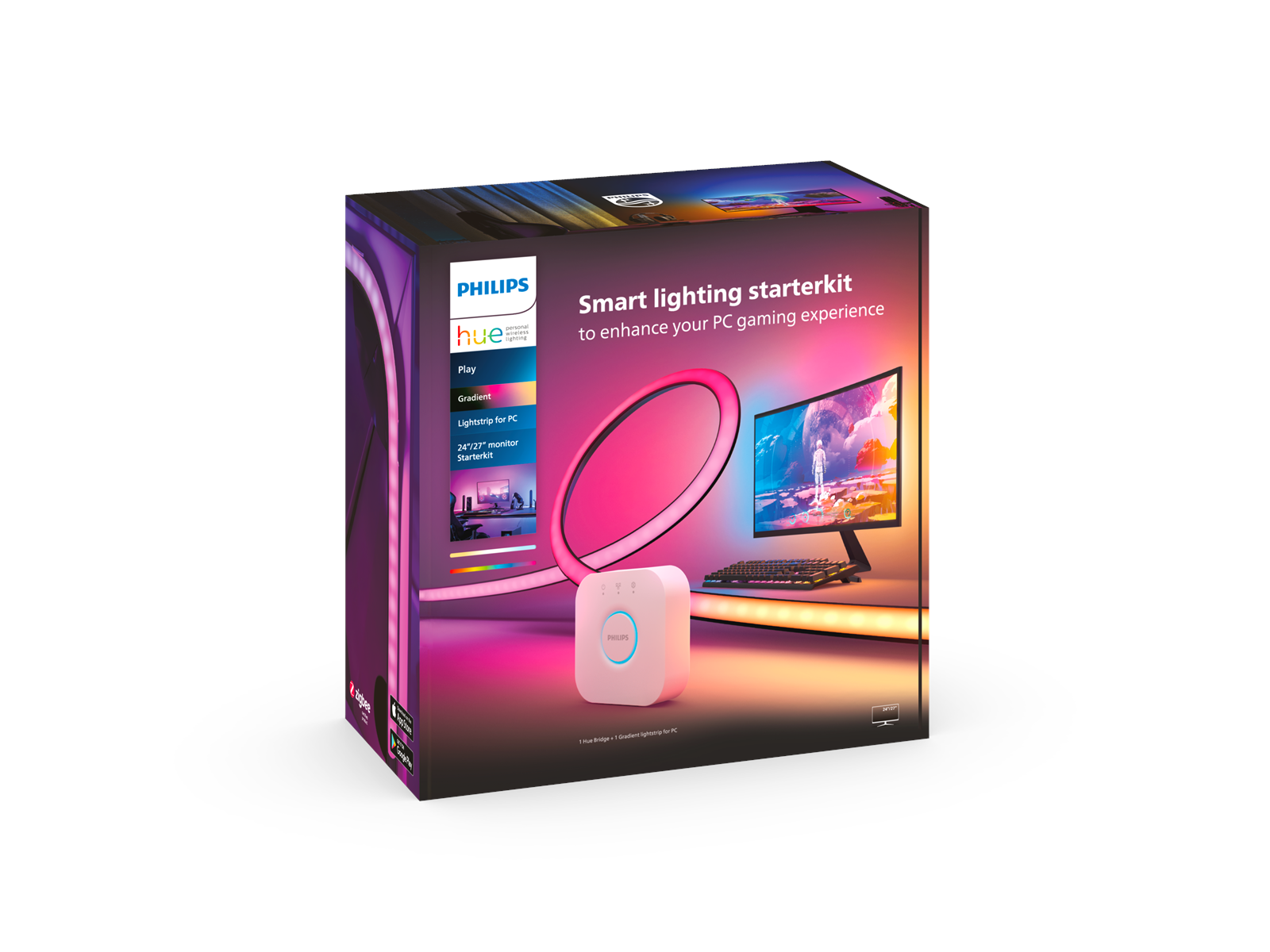 Philips Hue Play Gradient PC Lightstrip 24-27" + Hue Bridge | I lager