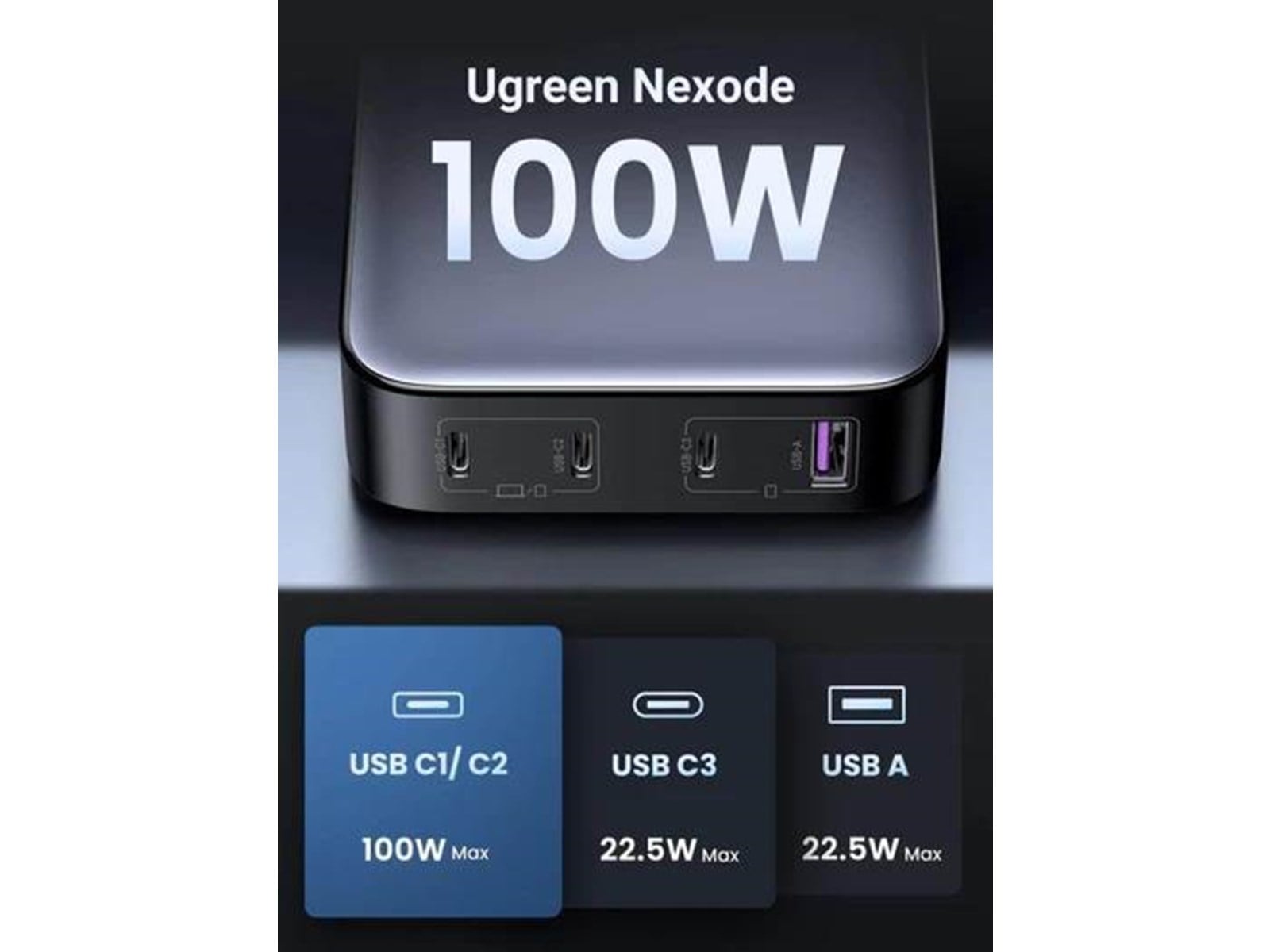 UGREEN Nexode GaN 100W Quad USB-laddare | I lager | Billig