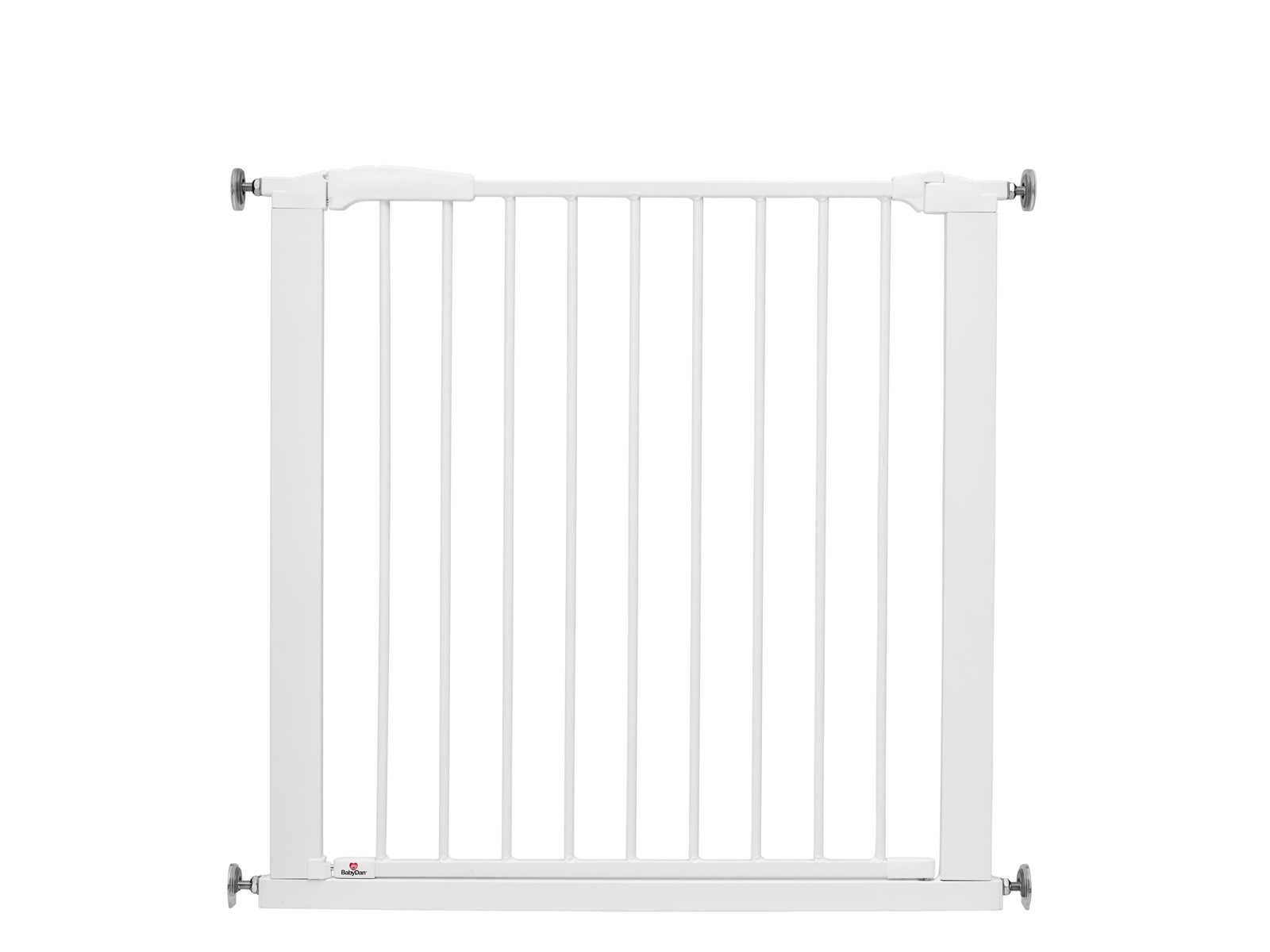 BabyDan Perfect Close säkerhetsgrind, barngrind, vit, 77,3-83,5 cm