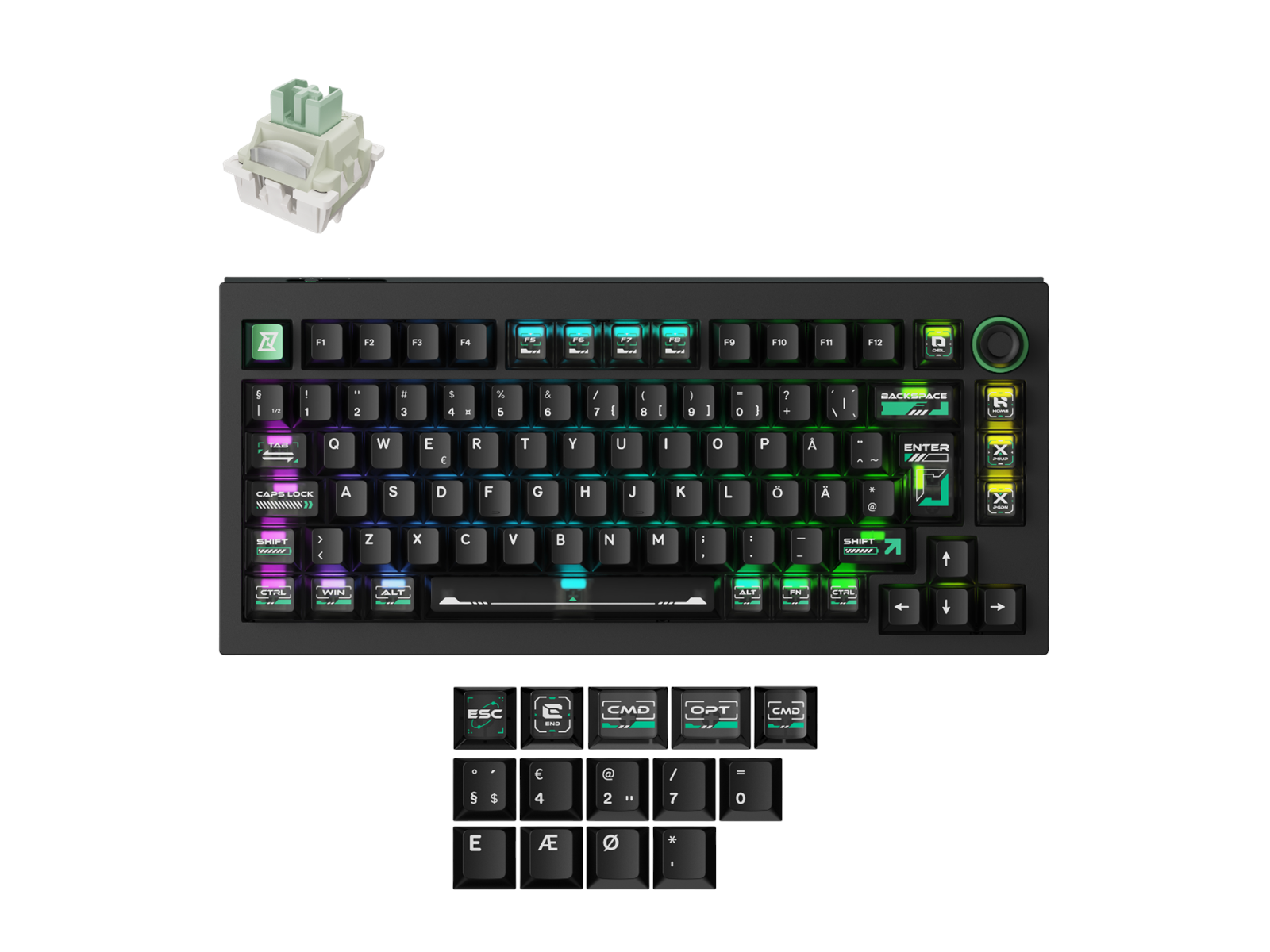 Keychron Lemokey L5 HE - 8K 75% Knob Cyber Lime Magnetic Switch (Hall ...