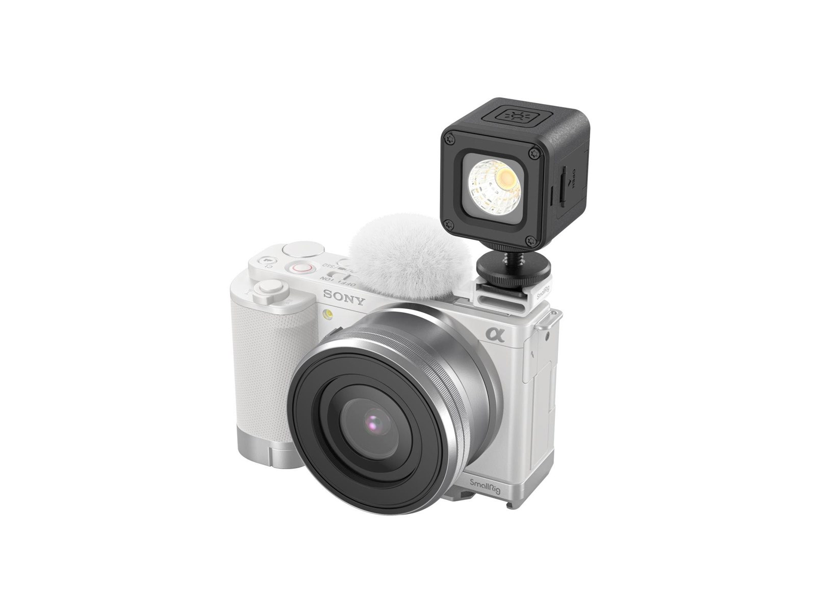 SmallRig Cold Shoe Adapter with Furry Windscreen (white) for Sony ZV ...