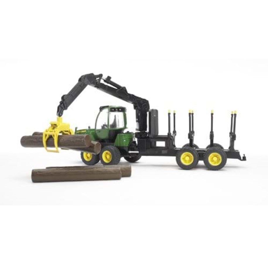 Bruder John Deere 1210E Forwarder with 4 trunks and grab | I lager