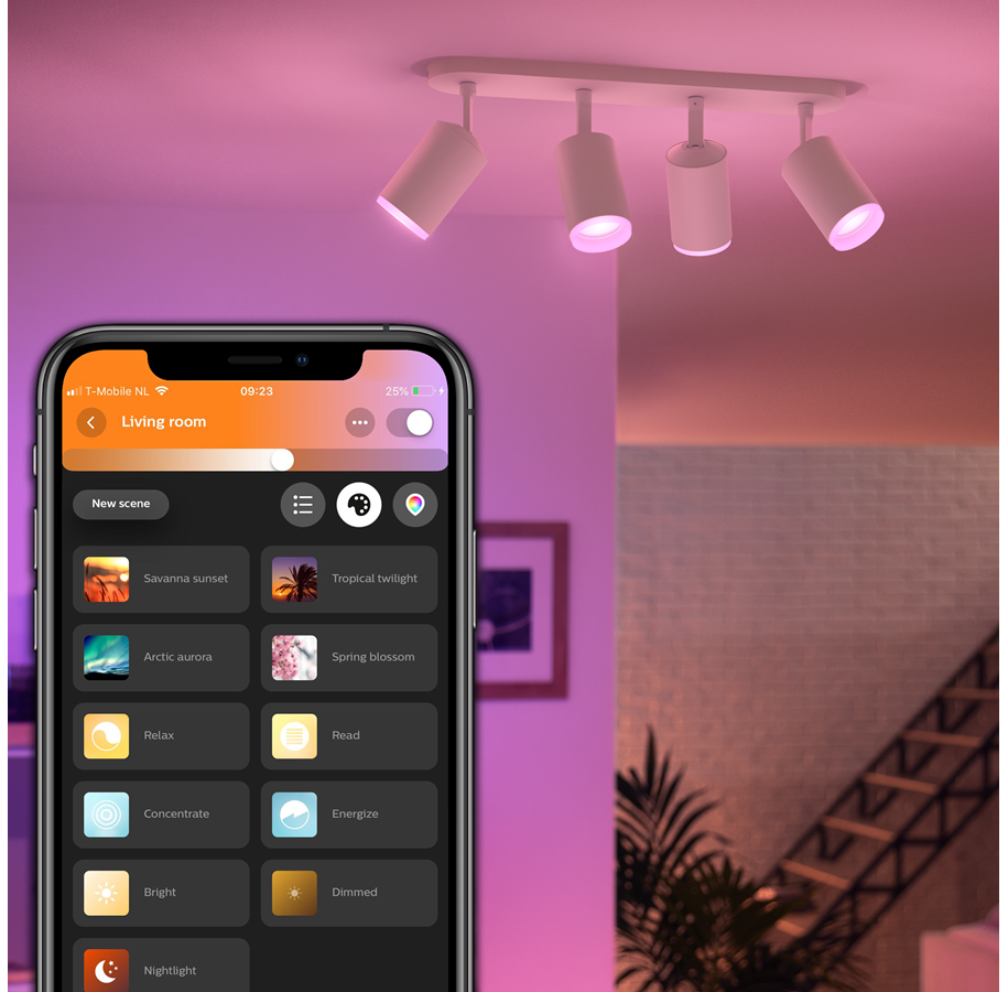 Philips Hue Fugato Plate/Spiral 4x5.7W Spots - White | Billig
