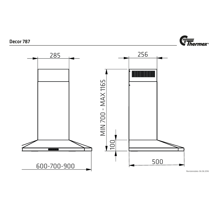 THERMEX Decor 787 Wall, 700 mm, Without motor, Stainless | Billig