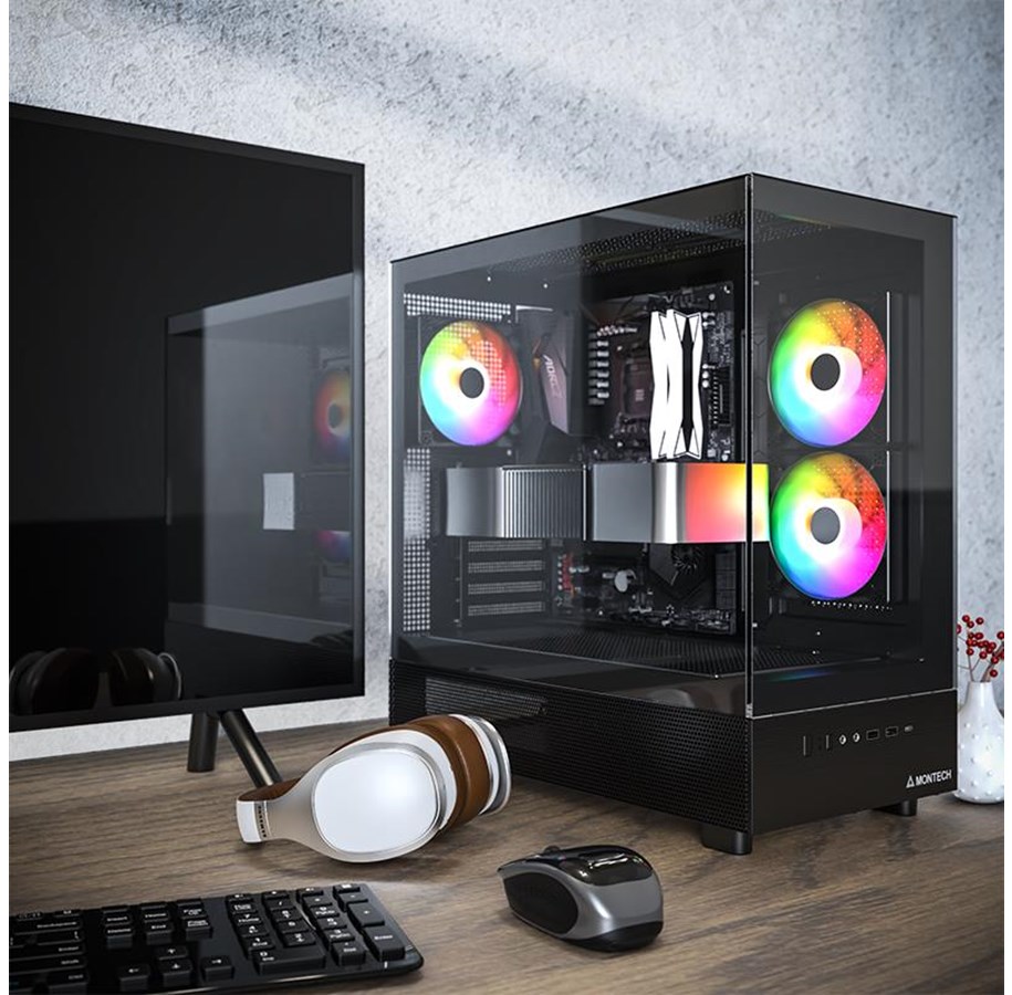 Montech XR TG - Chassi - Miditower - Svart | I lager | Billig