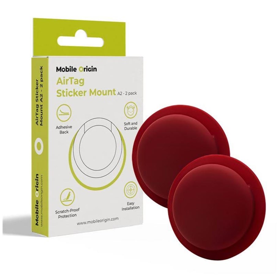 Mobile Origin Airtag Sticker Mount A2 - 2 pack - ruby red | I lager
